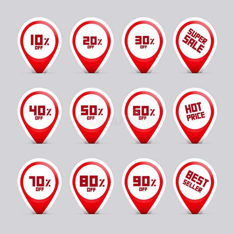 Business Discount Red Labels Set Stock Vector - Illustration of present ...