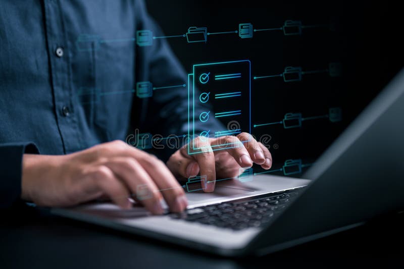 Business Document Icon, Virtual Screen Stock Photo - Image of datum ...