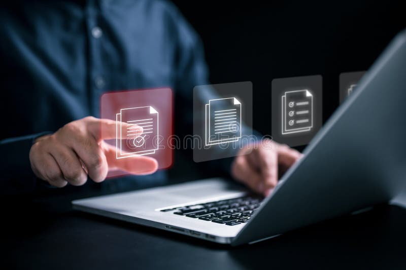 Business Document Icon, Virtual Screen Stock Photo - Image of file ...