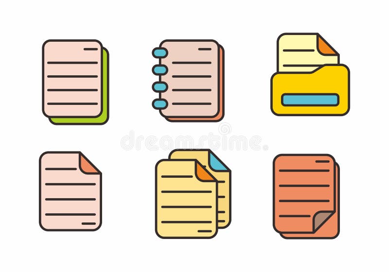 Set of Document Icon with Outline Style. Document Vector Illustration ...