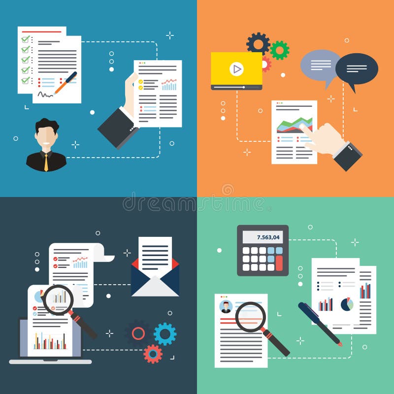 Business, Document, Management and Analysis ?icons Stock Vector ...