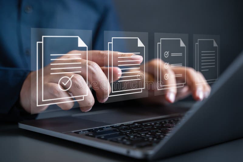 Business Document Paper Icon, Document Management System, DMS. Stock Photo - Image of online ...