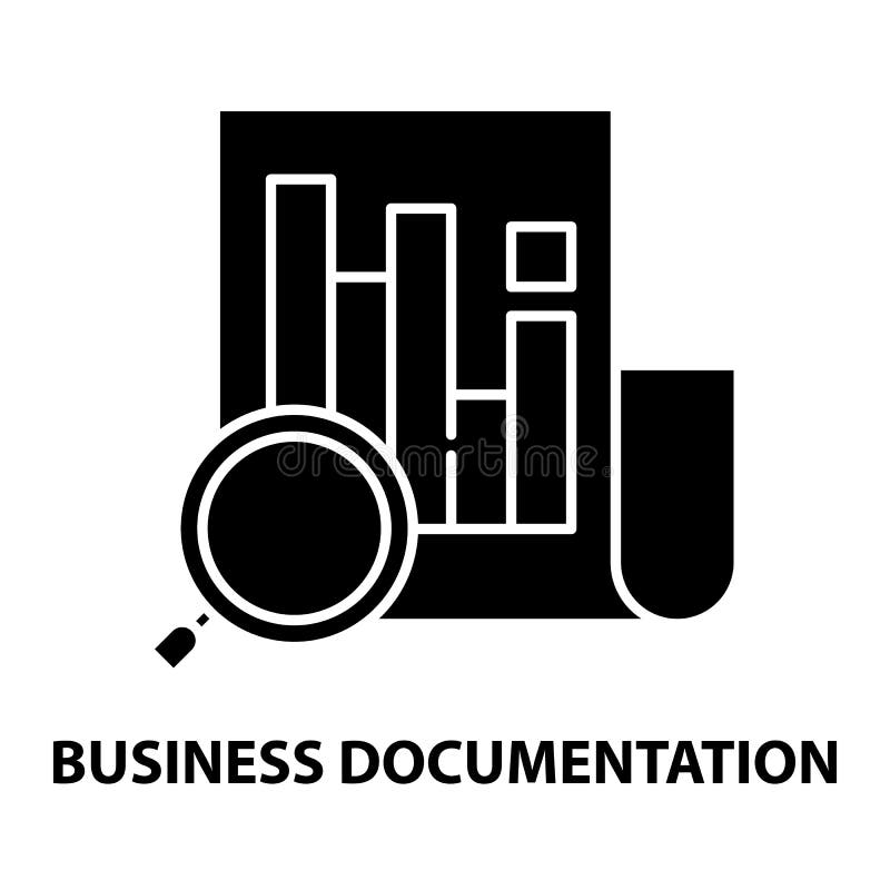 Business Documentation Analysis Icon, Black Vector Sign with Editable ...