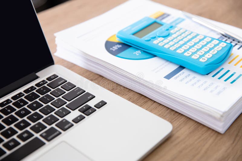 Business Documents and Calculators and Computers Stock Photo - Image of ...