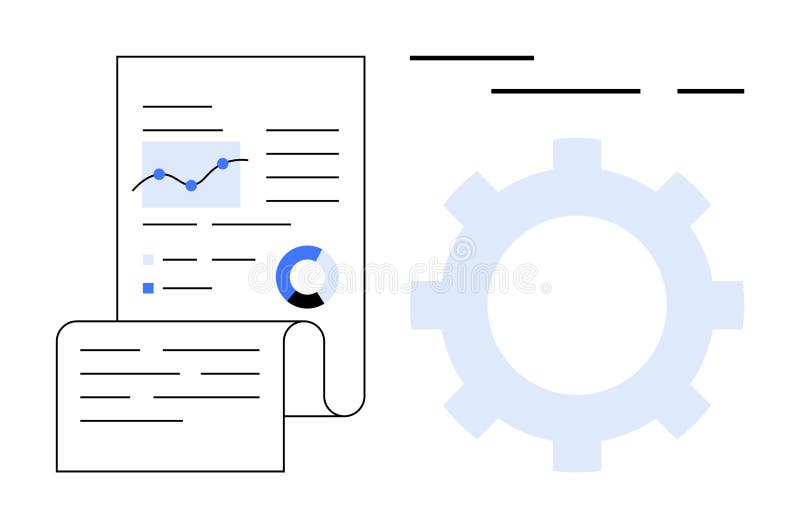 Business Documents with Charts and Gear Symbol Representing Data Analysis and Optimization Stock ...