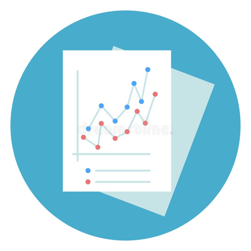 Business Documents with Graphic Chart Icon Round Blue Background Stock ...