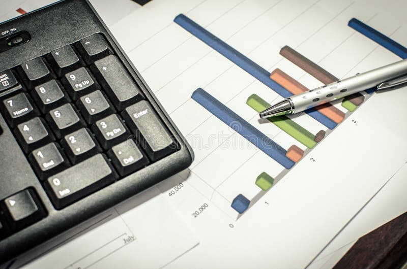 Business Documents and Keyboards Stock Image - Image of closeup, graph ...