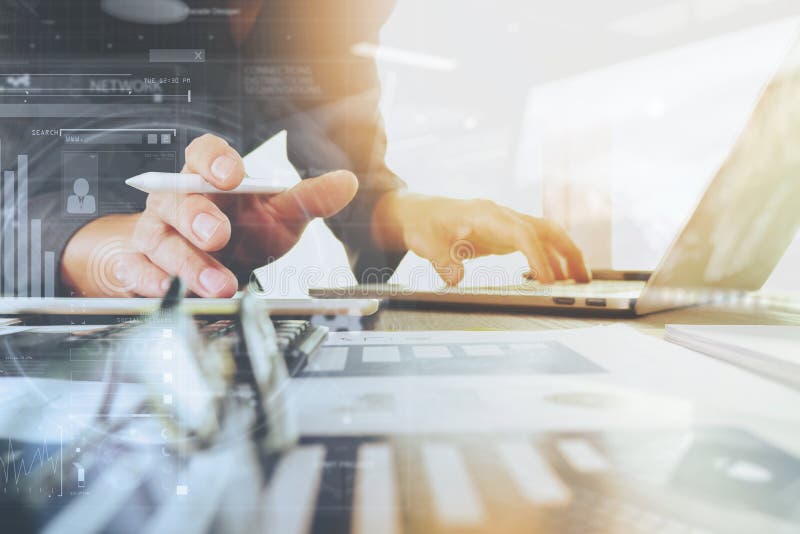 Business Documents on Office Table with Laptop Computer and Smart Phone ...