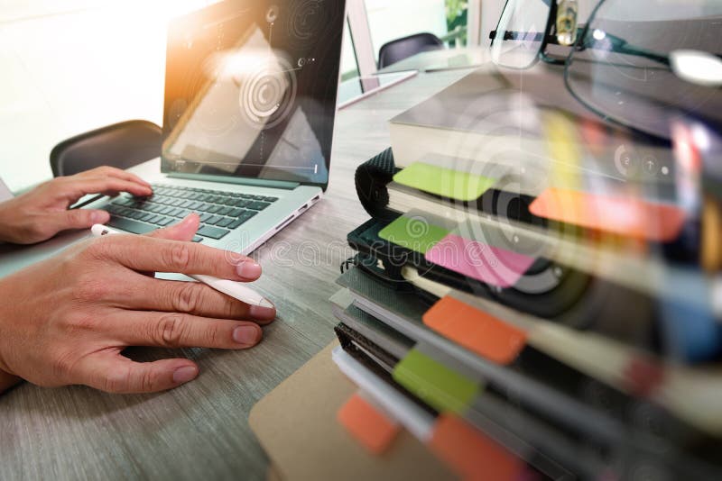 Business Documents on Office Table with Smart Phone and Digital Stock ...