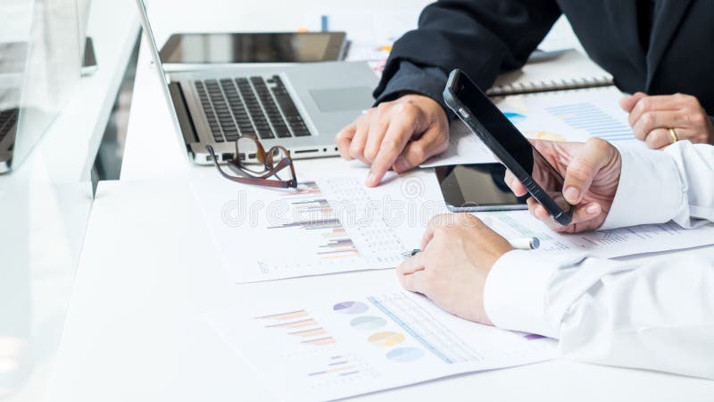 Business Documents on Office Table with Smart Phone and Laptop C Stock ...