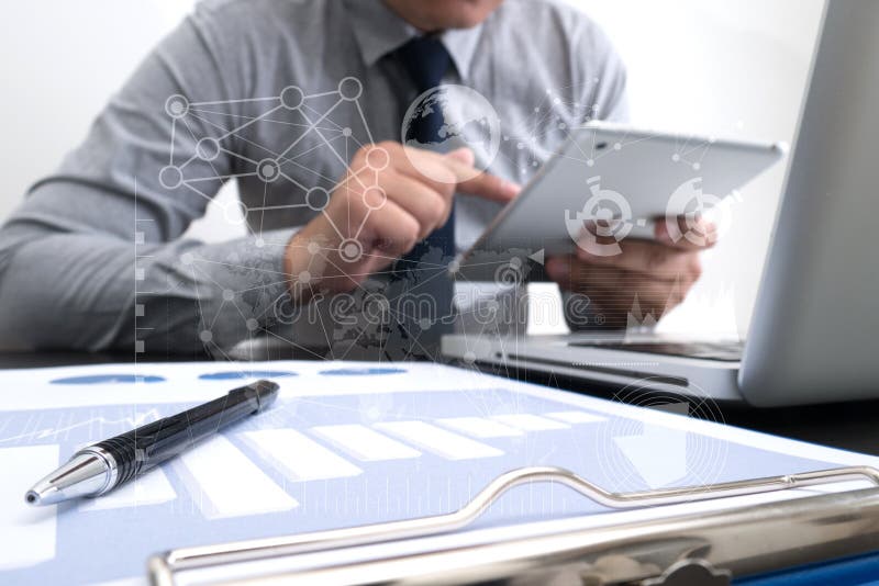 Business Documents on Office Table with Smart Phone and Laptop C Stock ...