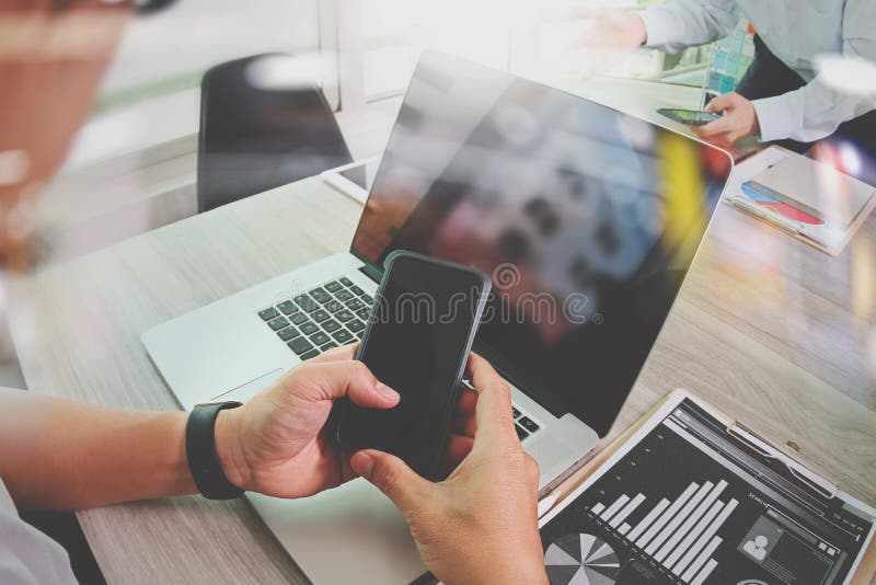 Business Documents on Office Table with Smart Phone and Laptop C Stock ...