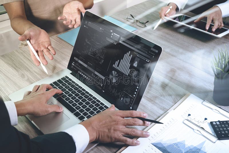 Business documents on office table with smart phone - Stock Image ...