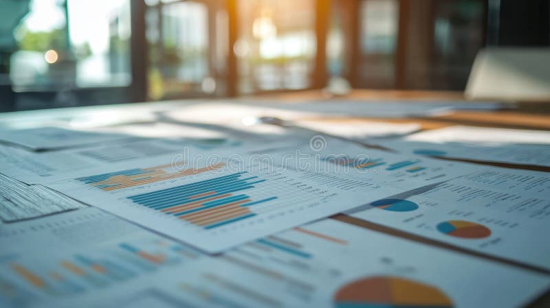 Business Documents and Reports on a Table Stock Illustration ...