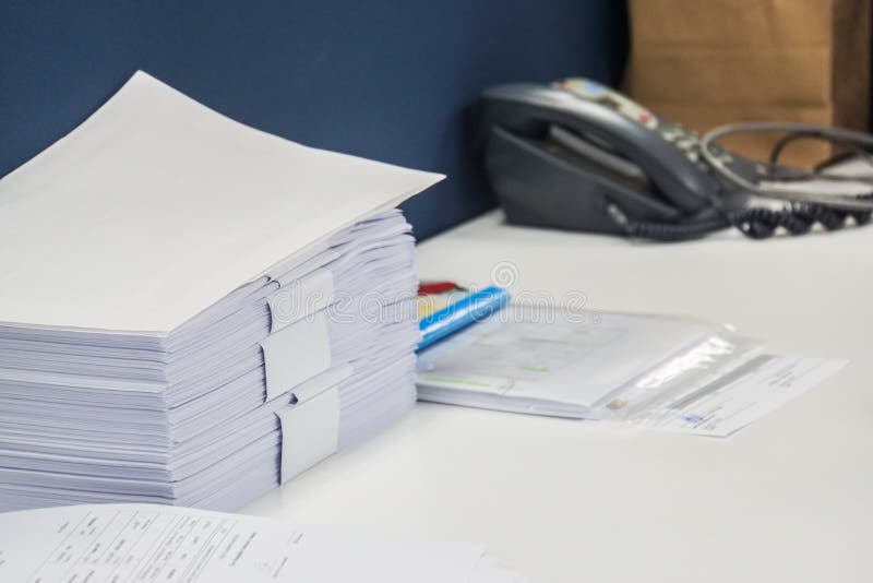 Business Documents Sheet in Office with Landline Phone Stock Image ...