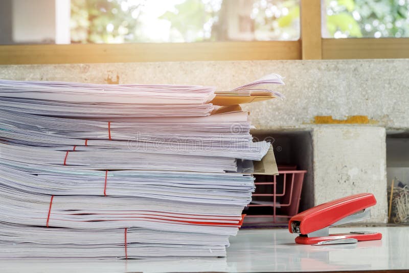 Business Documents Stack on Desk Stock Photo - Image of collection ...