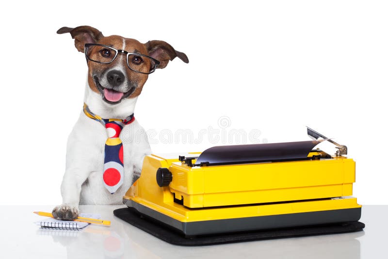 Business dog typewriter stock image. Image of career - 26417543