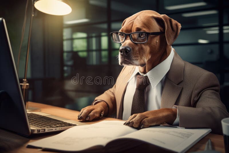 Business Dog in the Office AI Generated Stock Illustration ...