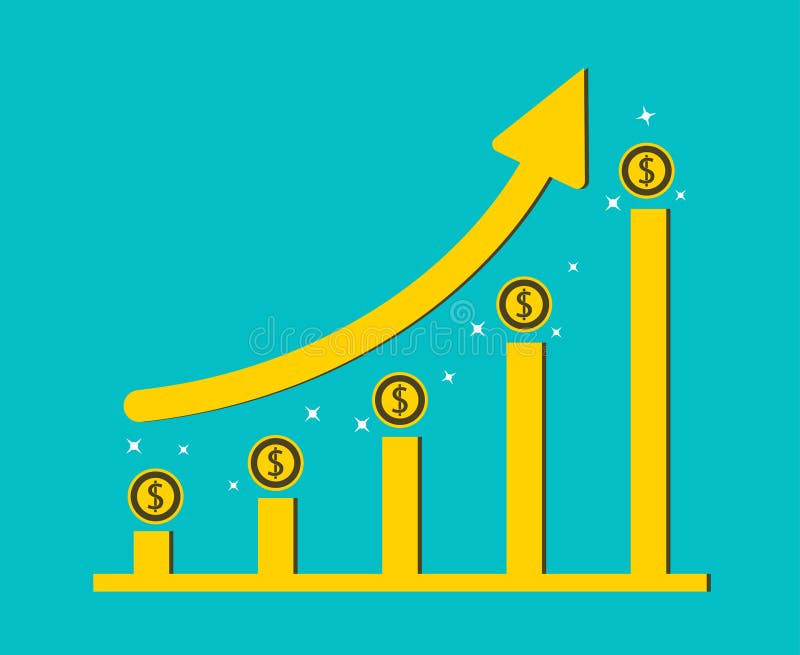 Business Dollar Coin Concept Growth Chart on Graph Background.vector ...