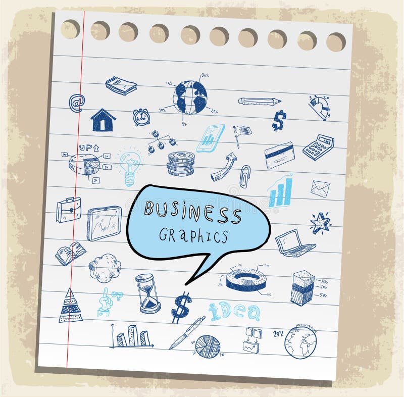 Business Doodles Set Paper Note, Vector Illustration Stock Vector ...