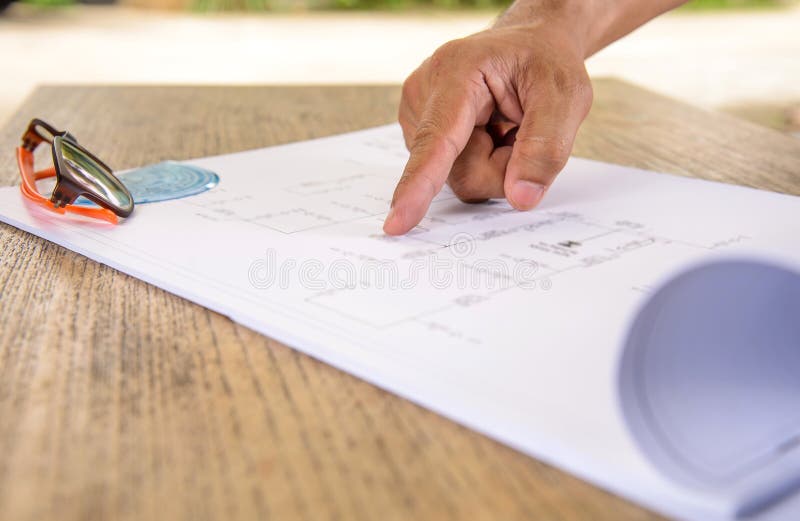 Business,Drawing Fiber Optic Cable on Blueprint Architectural Co Stock ...