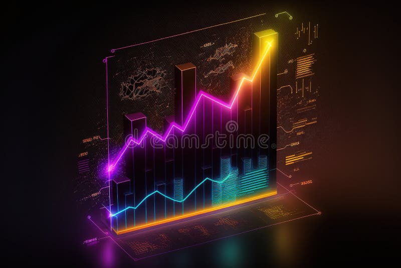 Business Economic Charts with Light Effects. Generative AI Stock ...