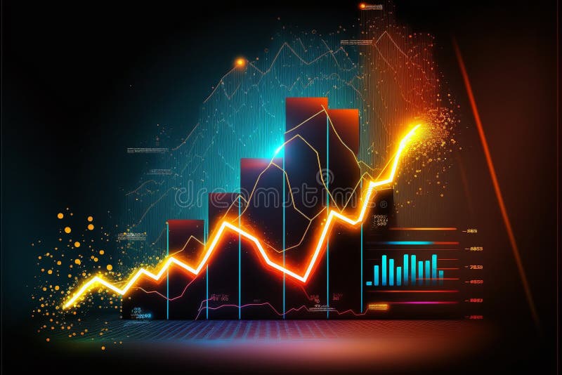 Business Economic Charts with Light Effects in Pastel Colors. Ai ...