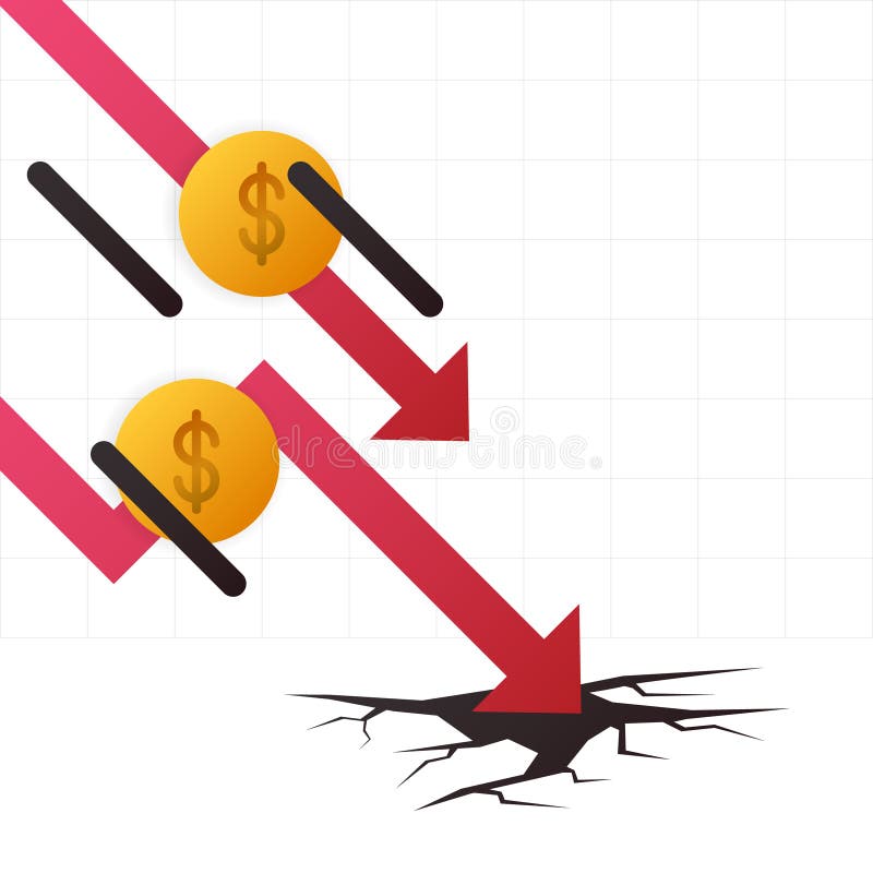Business Economy Crisis Concept. Arrow Decrease Lost Bankrupt Lost Income Concept Stock ...