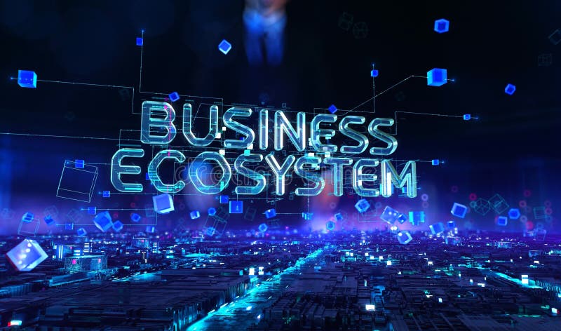 Business Ecosystem - Businessman Working and Touching with Augmented ...