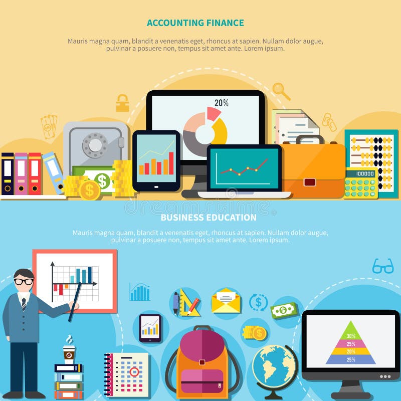 Business Education and Accounting Finance Banners Stock Vector ...