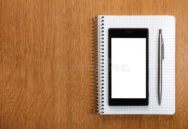 Business and Education Concept - Smartphone and Notepad Stock Image ...