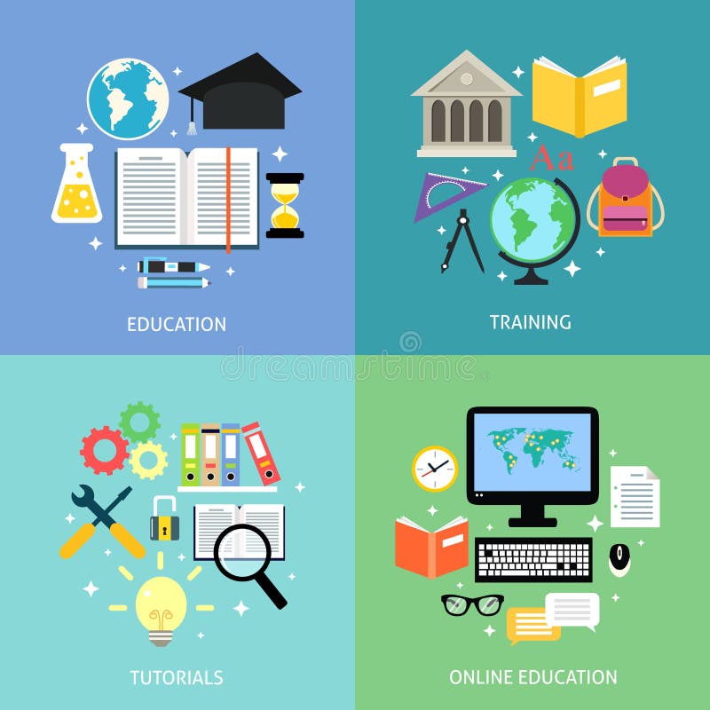 Flat Design Concept Icons for Education. E-learning Concept Stock ...