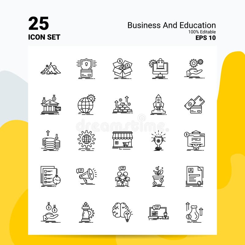 25 Business and Education Icon Set. 100 Editable EPS 10 Files Stock ...