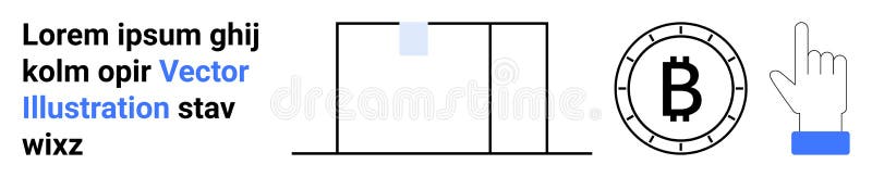 Business Interface Elements with Bitcoin Symbol, Bar Chart, and Hand ...