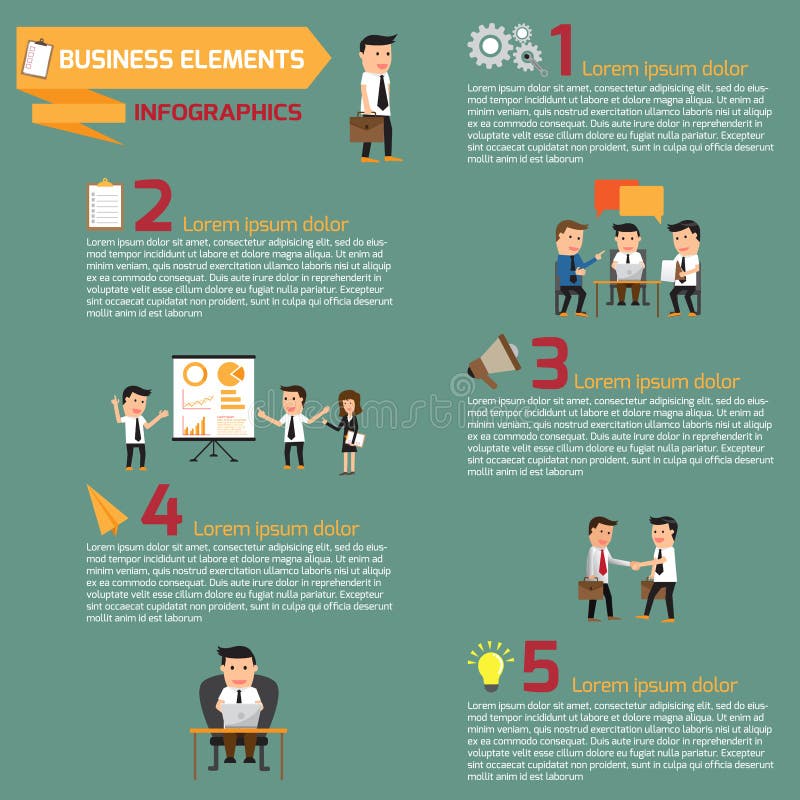 Business Elements Infographics. Stock Vector - Illustration of coffee ...