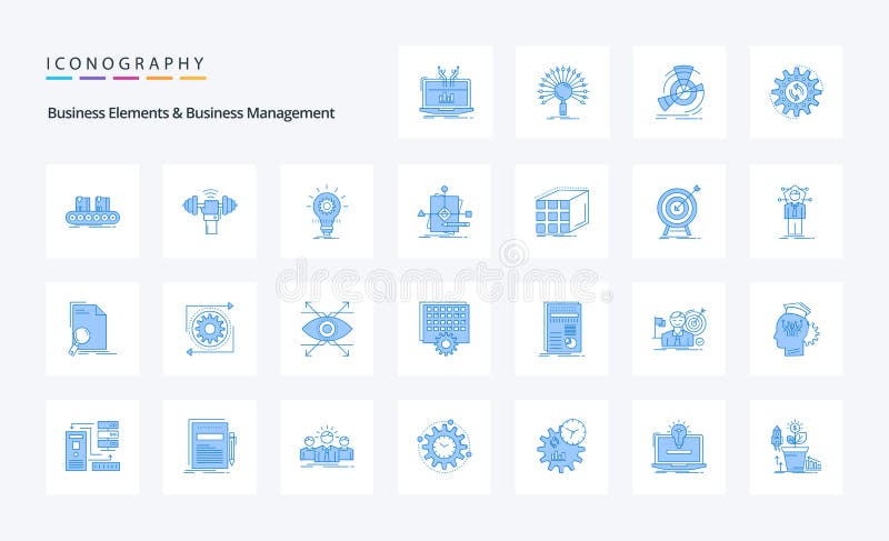 25 Business Elements and Business Managment Blue Icon Pack Stock Vector ...