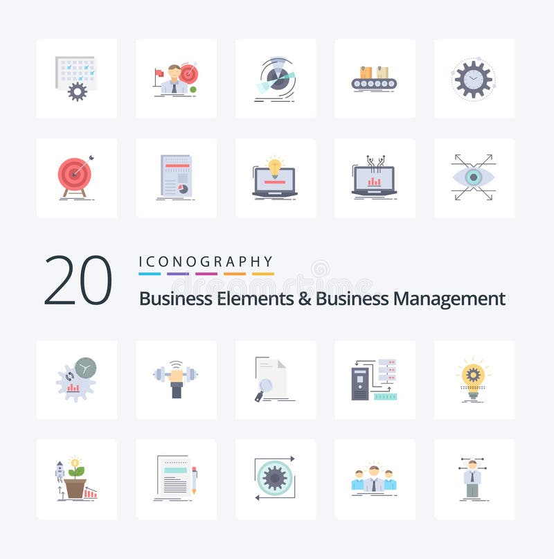 20 Business Elements and Business Managment Flat Color Icon Pack Like ...