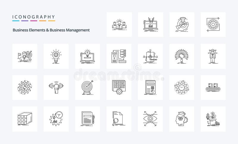 25 Business Elements and Business Managment Line Icon Pack Stock Vector ...