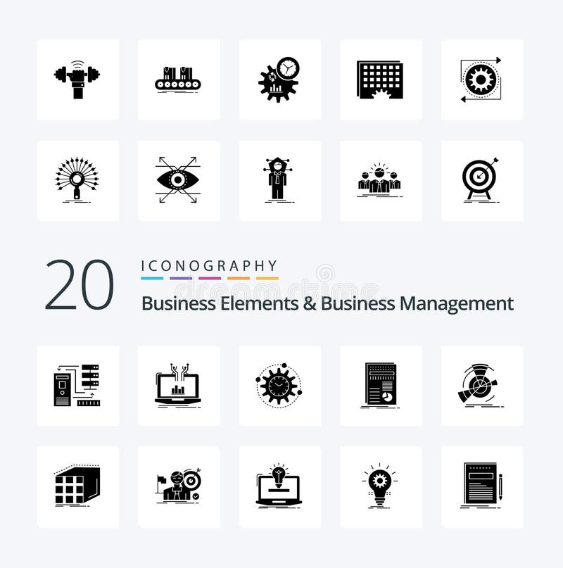 20 Business Elements and Business Managment Solid Glyph Icon Pack Like ...