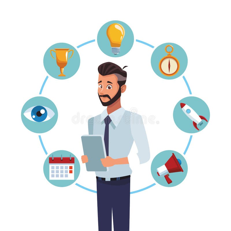 Business Elements Network Businessman Stock Vector - Illustration of ...