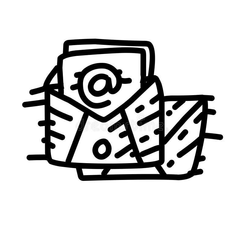 Business Email Hand Drawn Icon Design, Outline Black, Vector Icon Stock ...