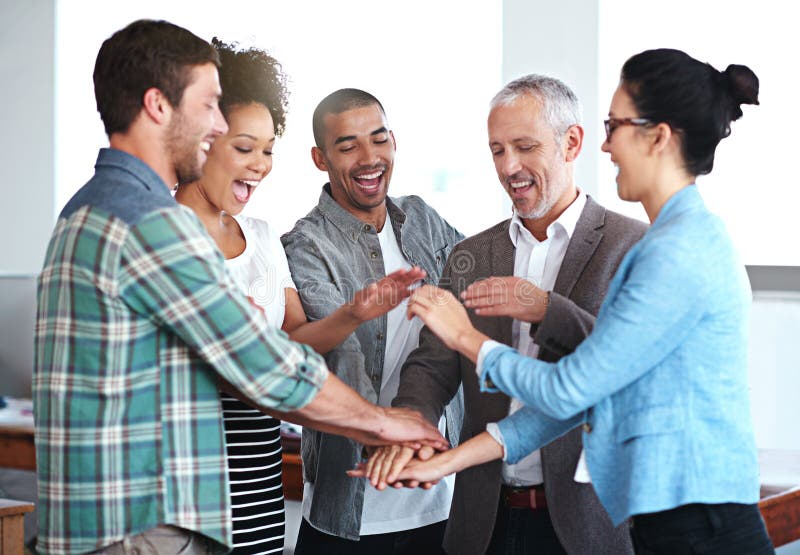 Business, Employees and Hands Stack in Office, Success Huddle and ...