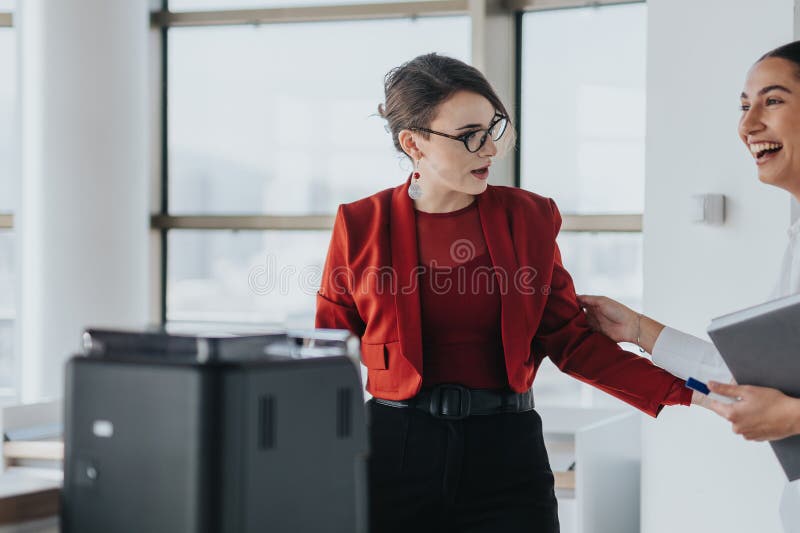 Business Employees Interacting in a Modern Office Kitchen Setting Stock ...