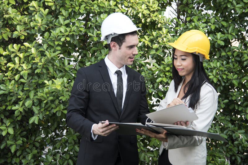 Business Engineer Team Consulting Planning for Engineering Stock Photo ...