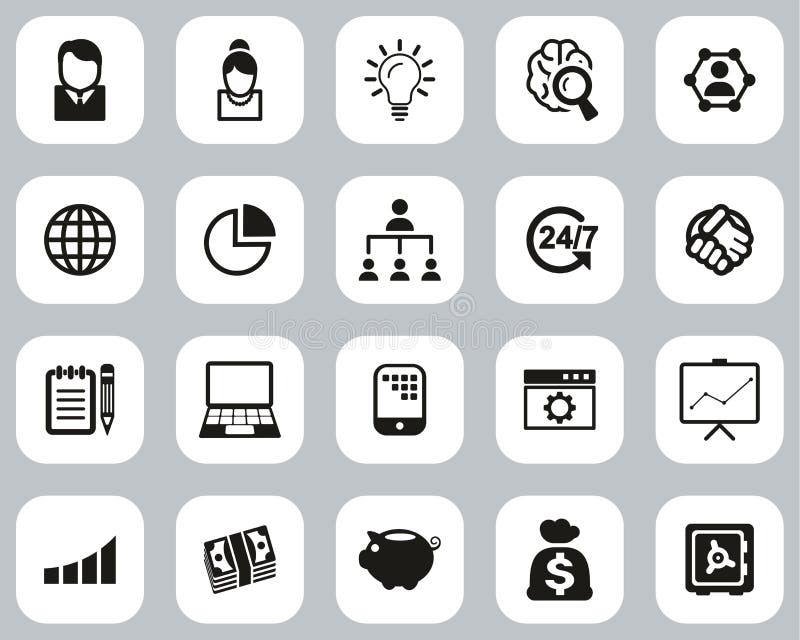 Business Enterprise Icons Black & White Flat Design Set Big Stock ...