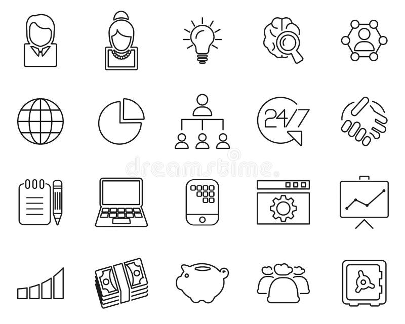 Business Enterprise Icons Thin Line Set Big Stock Vector - Illustration ...