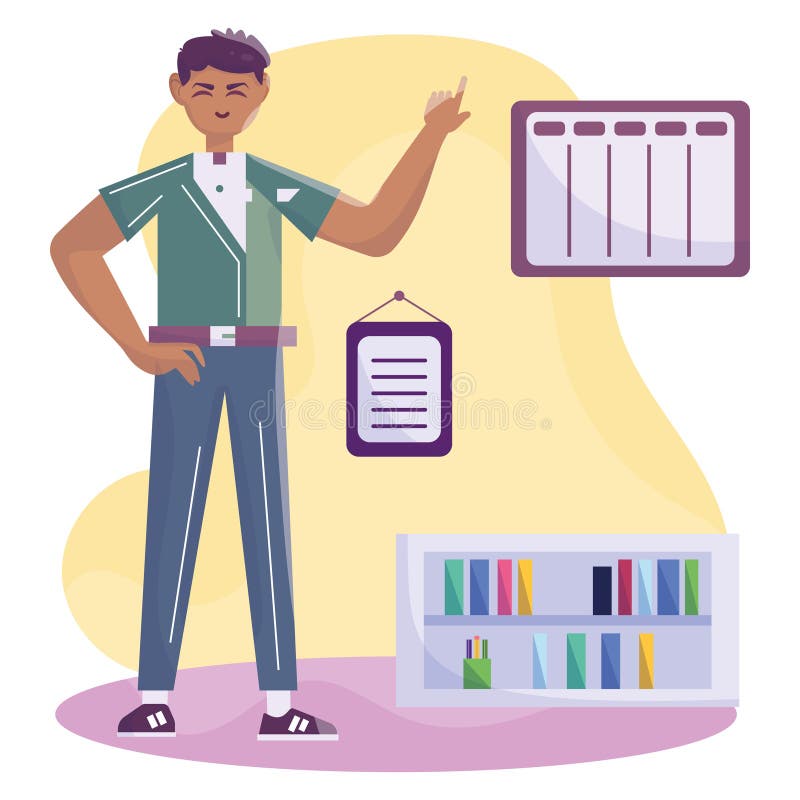 Business Environment Concept with Male Character and Files with ...