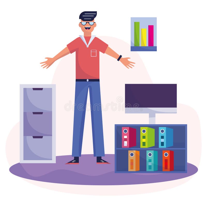 Business Environment Concept with Business Man Character and Files ...