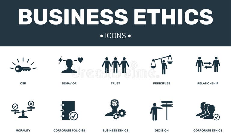 Business Ethics Set Icons Collection. Includes Simple Elements Such As ...