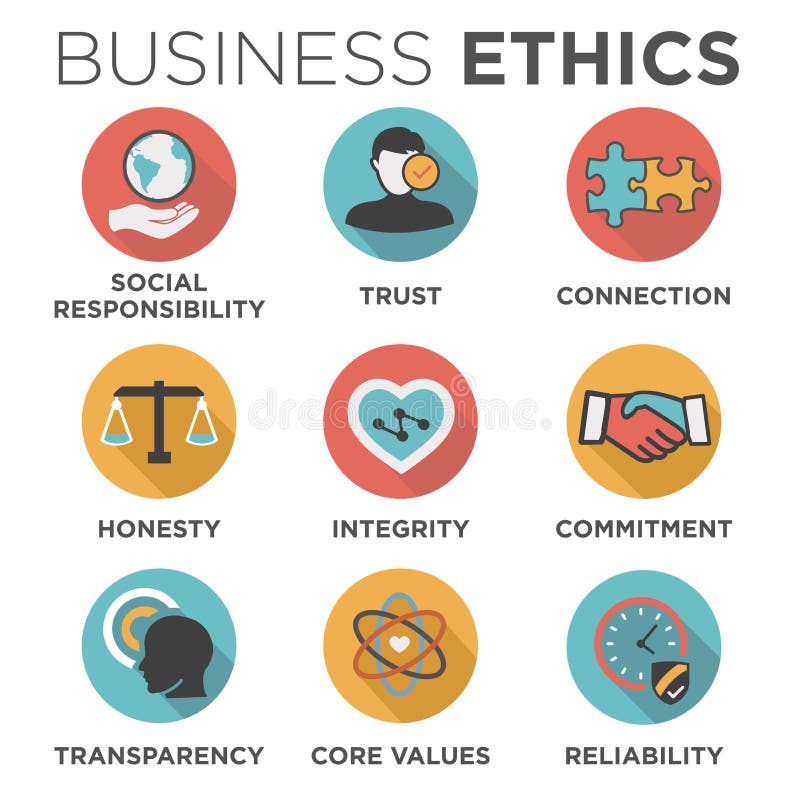 Business Ethics Solid Icon Set Stock Vector - Illustration of ...